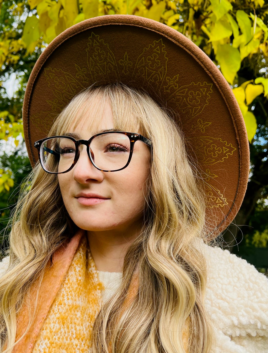 Fox & Fable - Vegan Felt Wide Brim Hat - XL Brim - Caramel - Wrought I ...