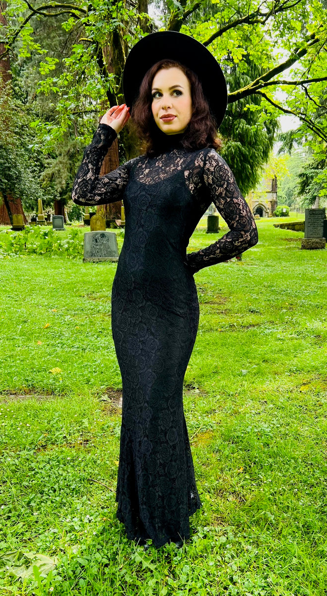 Persephone - Deadly Sheer Floral Lace Maxi dress - READY TO SHIP ...